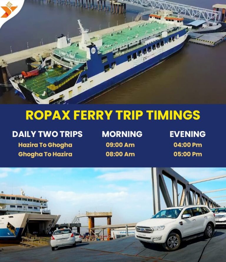 Ro-Ro | Ro-pax Ferry Service From Ghogha to Hazira Timings and Ticket Price - Gujarat Darshan Guide